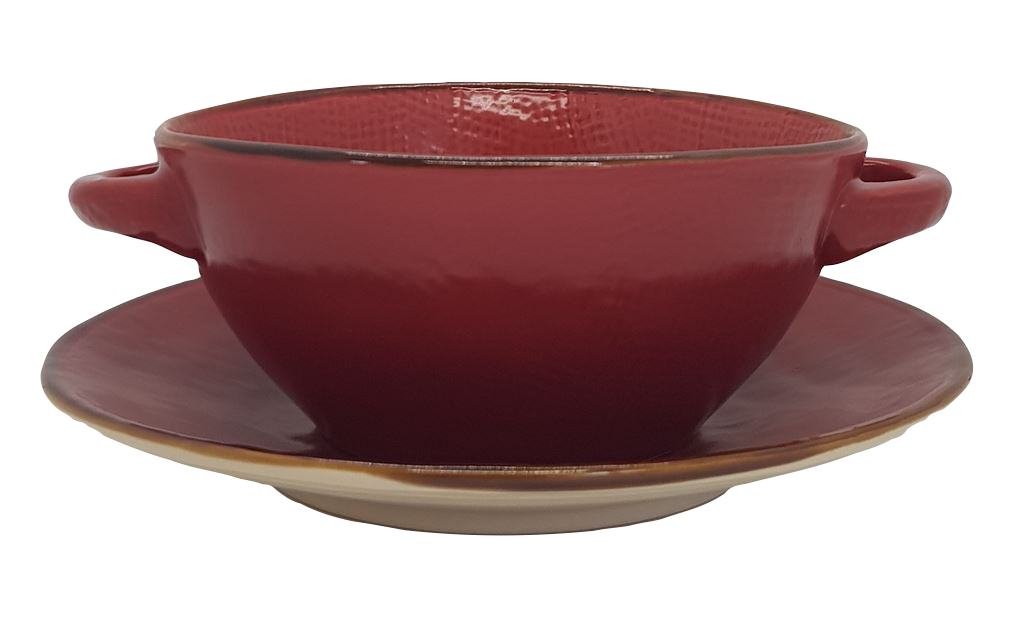 Soepkom met Onderbord - Rood – Vivi Oggi